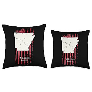 Arkansas State Map USA Throw Pillow, 18x18, Multicolor