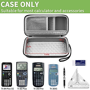 Case Compatible with Texas Instruments TI-84 Plus CE/TI-84 Plus/TI-83 Plus/TI-30XS / TI-36Pro Graphing Calculator, Scientific Calculators Box for Ruler, Rubber, Pencil and Other- Dark Grey