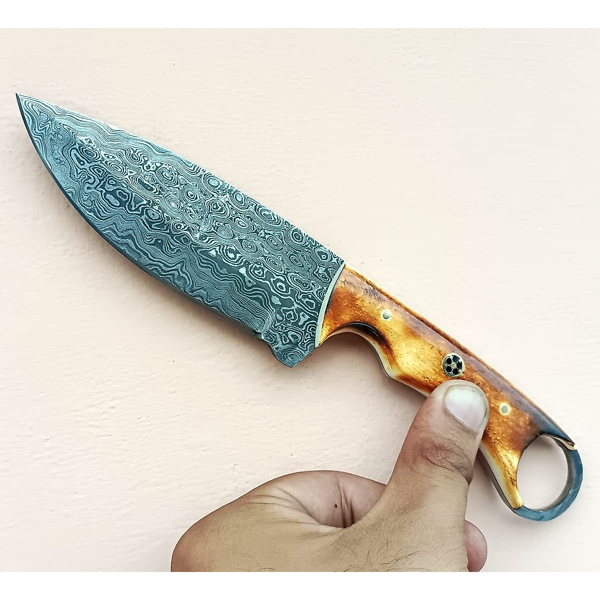 Unique Blades Damascus knife, Hunting knife with sheath, fixed blade Camping knife, Skinner knife, Hand Made Knives