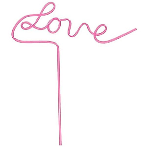 iscream Super Sized Super Silly Set of 3 Word Shaped Drinking Straws - Yum, Love and Happy