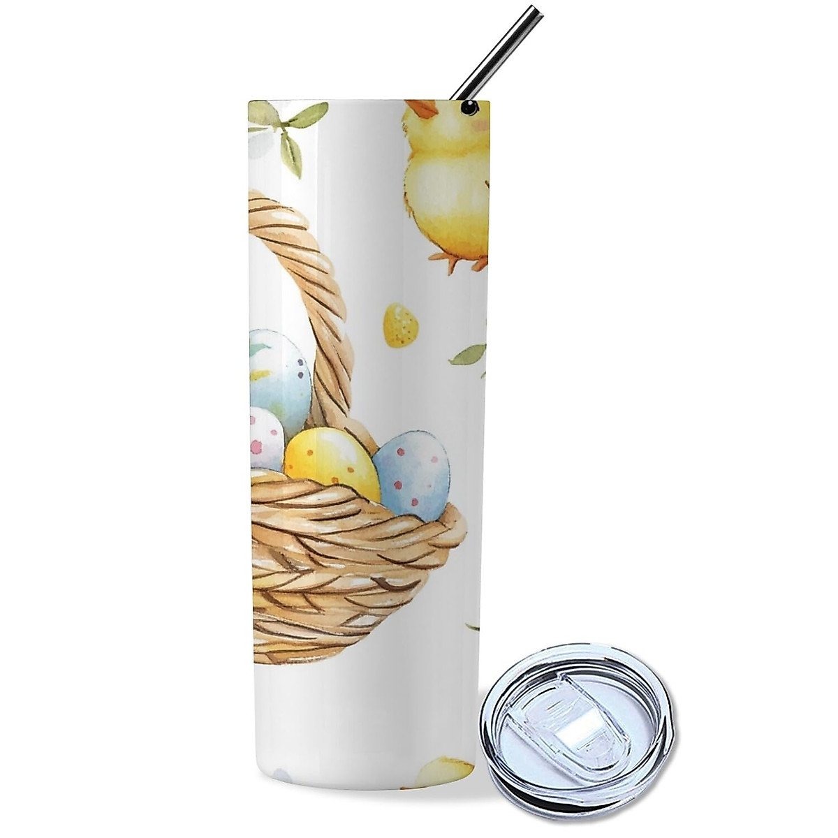 Tumbler with Lid and Straw A Loving Chicken Family Thermos Coffee Travel Mug Cute Cups 20 oz Insulated Tumbler for Daily Holiday Decor Gift Coffee Cup