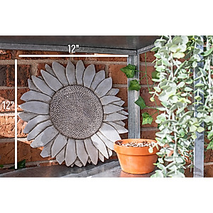 NAT & Jules Sunflower Shaped Dimensional Indoor Outdoor 12 inch Cast Resin Decorative Garden Stepping Stone, Patio, Walkway Sculpture Yard Art, Stone Grey
