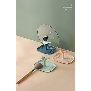 JHZDX Spoon Rest & Pot Lid Holder, Stove Top Birds Shape Kitchen Utensil with Drip Pad for Multiple Utensils Multifunctional Storage Rack Eco-friendly, Stand for Spoons Lids Spatula Tongs(green)