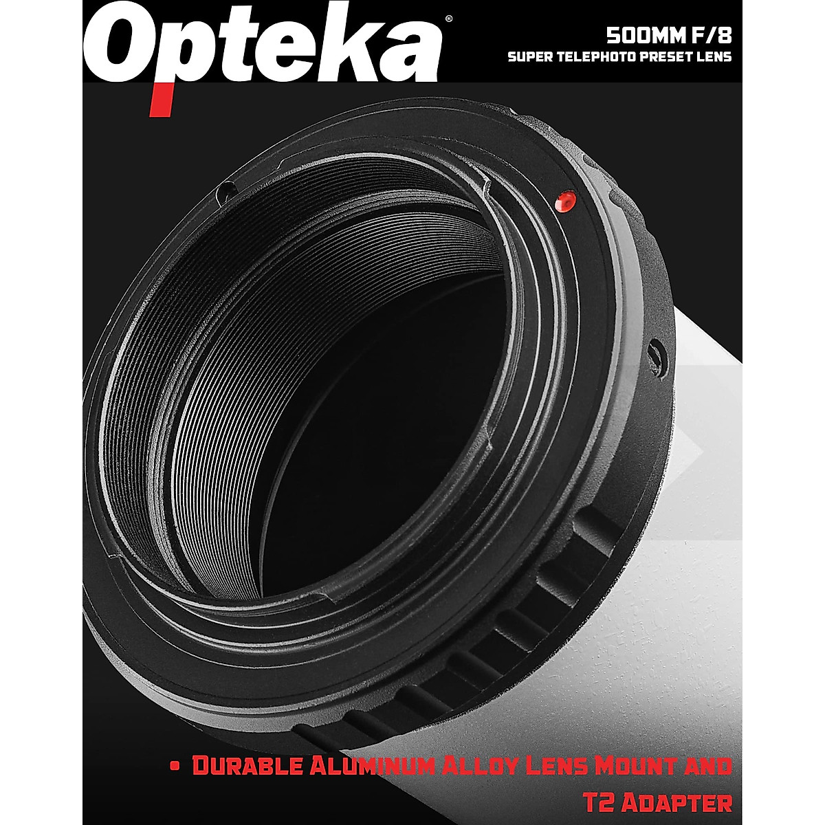 Opteka 500mm/1000mm f/8 Manual Telephoto Lens for Canon EF EOS 90D, 80D, 77D, 70D, 60D, 60Da, 1Ds, Mark III II 7D, 6D, 5D, 5DS, Rebel T8i, T7i, T7s, T7, T6s, T6i, T6, T5i, T5, T4i, SL3, SL2 (White)