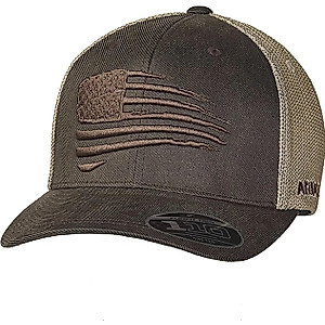 ARIAT Men's Embroidered Flag Snapback Cap, Brown