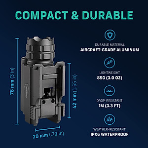 DefendTek Gun Flashlights - Rechargeable, Rail-Mounted Flashlight and Green Laser Light Combo for Shotgun, Pistol and Handgun - Gun Accessories & Weapons - DT-M3