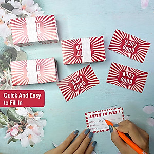 Tomioziey 300 Raffle Tickets Enter to Win Cards-3.5”x2” Entry Form Cards for Contest,Ballot Box,50/50,Raffle Drum with Email Address and Phone Number Fields-Red