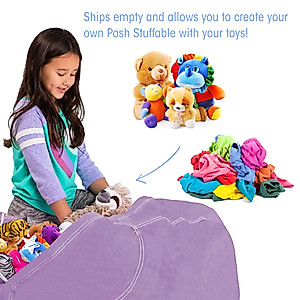 Posh Stuffable Kids Stuffed Animal Storage Bean Bag Chair Cover - Childrens Toy Organizer, X-Large 48" - Heather Lavender
