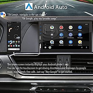Double Din Car Stereo with Apple CarPlay/Android Auto/Mirror-Link, 7 Inch Touchscreen Radio Receiver with Bluetooth 5.1 Handsfree and Backup Camera, FM USB AUX RCA Audio Video Player