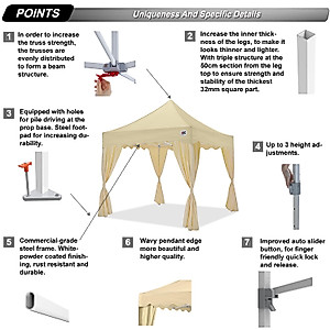 ABCCANOPY Patio Pop Up Canopy Tent with Curtain 10x10 Event-Series (Beige)