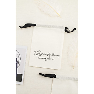 10 Pack Hangover Kit, 5x7 In Party Favor Bags, Wedding Survival Recovery Kit Bags Cotton Muslin Drawstring Bag for Bachelorette Party Bridal Shower Party