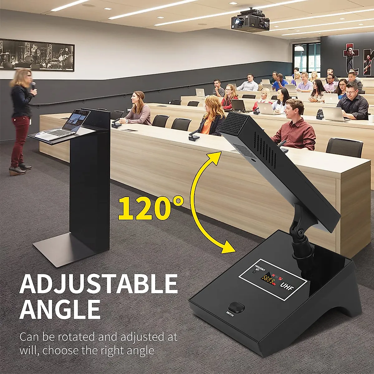 XTUGA YT8 UHF 8 Channel Desktop Gooseneck Microphone System Conference Mics Super-Low Background Noise for Large Conferences, Public Speaking