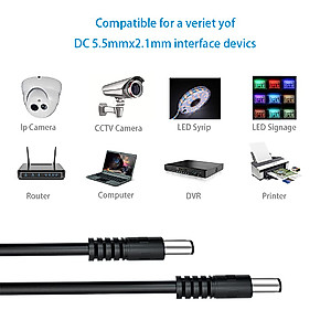 2-Pack DC Power Cable Male to Male Power Adapter DC Extension Cord 5.5mm x 2.1mm,12v DC Power Extension Cable for Security Camera,LED Strip,5v 9v 24v 12 Volt Plug Supply Wire DC5521 Jack Cable 3FT 6FT