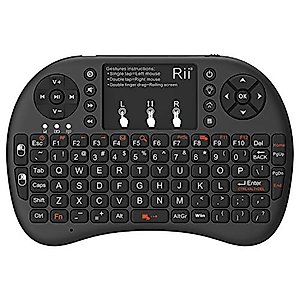 Rii 2.4GHz Mini Wireless Keyboard with Touchpad＆QWERTY Keyboard, Backlit Portable Keyboard with Remote Control for Laptop/PC/Tablets/Windows/Mac/TV/Xbox/PS3/Raspberry Pi .(Black)