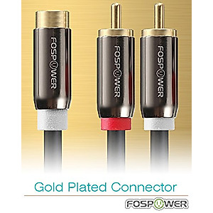 FosPower Y Adapter (8 inch) 2 RCA (Male) to 1 RCA (Female) Stereo Audio Y Adapter Subwoofer Cable (24k Gold Plated) 2 Male to 1 Female Y Splitter Connectors Extension Cord