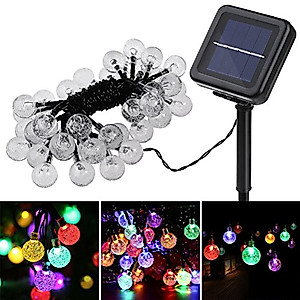 Christmas Decoration Light String- 6M 40LED Crystal Ball Solar String Lights Christmas Fairy Garden Lights for Outdoor Home Lawn Patio Party and Holiday Decorations (Warm Light)
