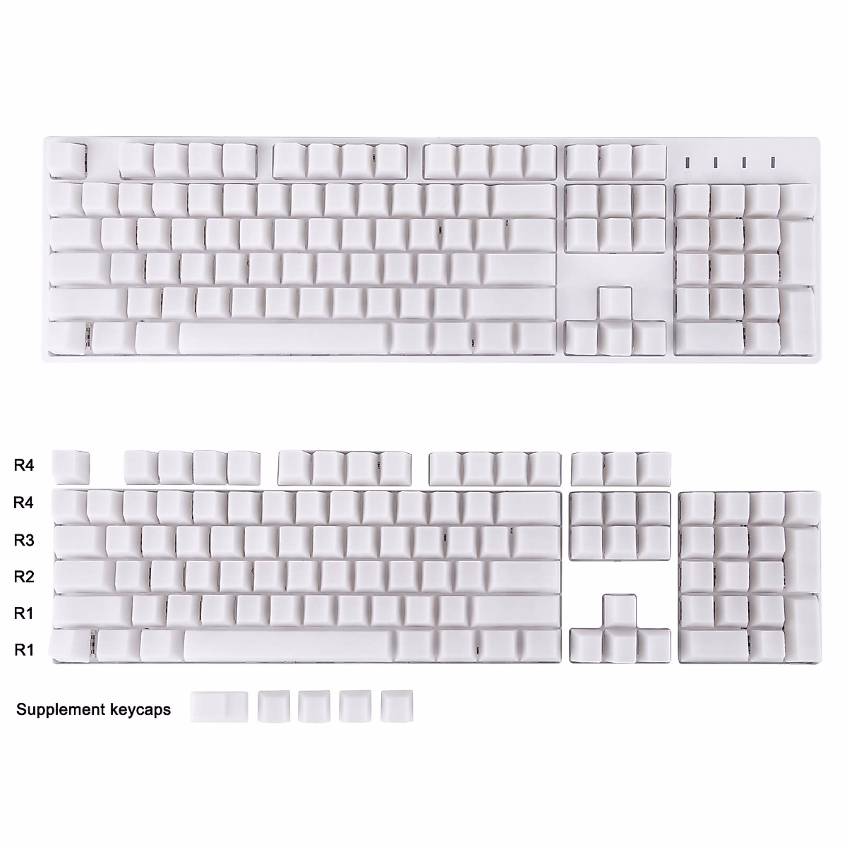 Petforu POM Jelly Keycaps Doubleshot Translucent OEM Profile for 6187104108 Keys PC Gaming Mechanical Keyboards (White)