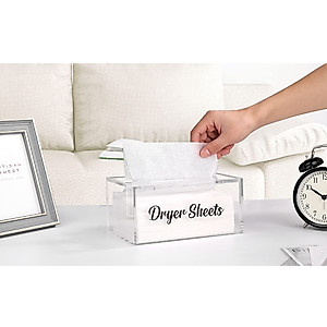 Dryer Sheet Holder, Acrylic Dryer Sheet Dispenser with Hinged Lid, Laundry Room Organization & Decor Box, Container Storage for Fabric Softener Sheets - Clear