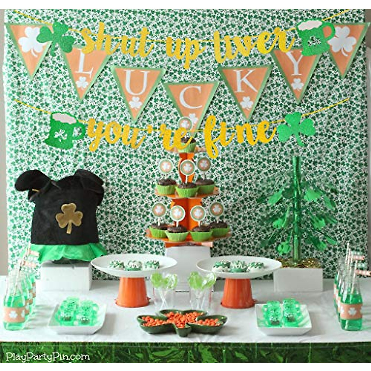 Weimaro Shut Up Liver You Are Fine Banner, Glittery St. Patrick’ s Day Decorations, Funny Drinking Indoor Home St Patricks Day Party Decorations, Irish Lucky St Patty’ s Day Decorations Supplies Decor