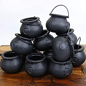 GIFTEXPRESS 24-Pack Mini Cauldron Kettles Novelty Candy Kettles for St Patrick Decoration, Pot of Gold Cauldron, Halloween Black Cauldrons Candy Holder, Witches Cauldron, Cauldron Pot Party Favors