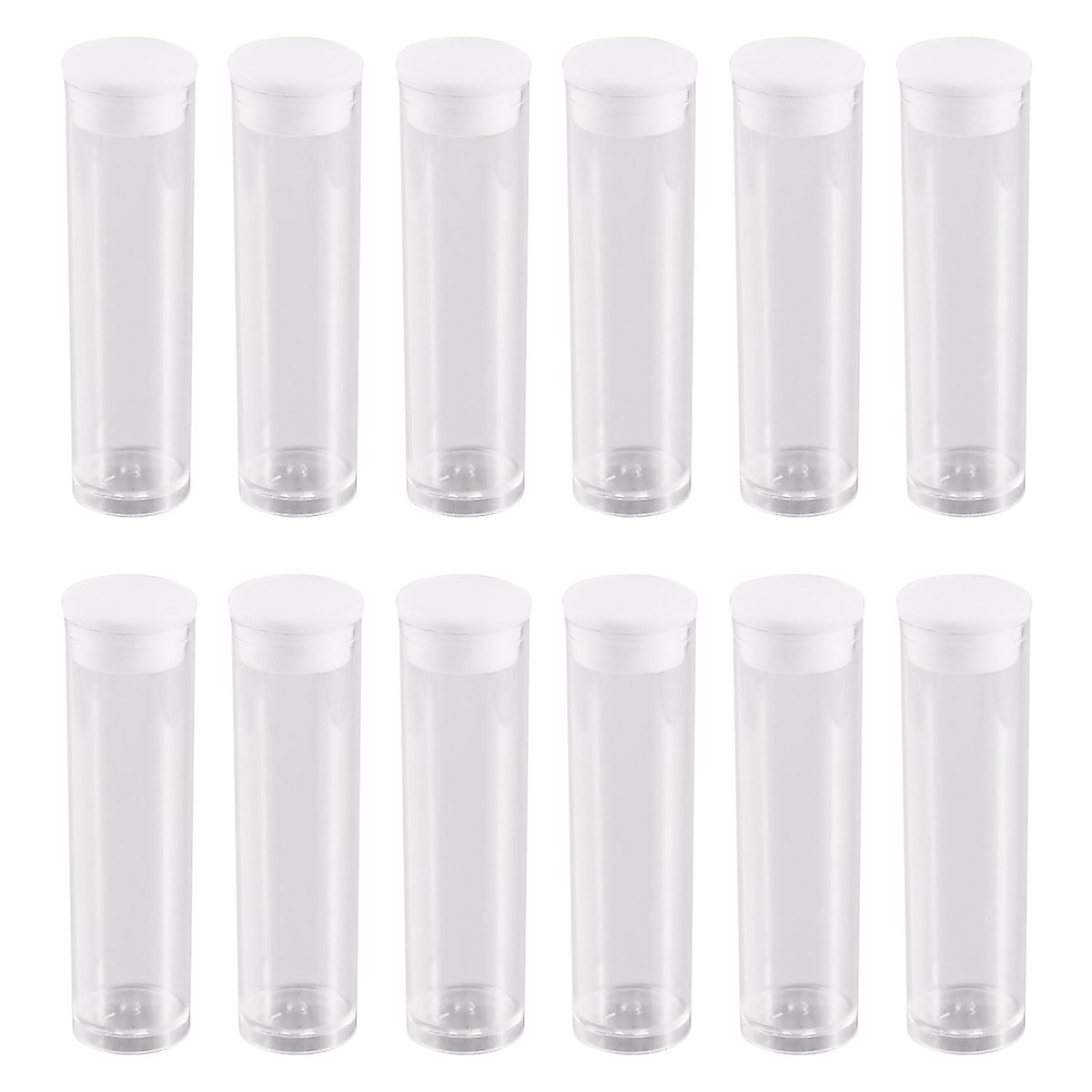 Craftdady 100Pcs Transparent Clear Plastic Small Empty Storage Tubes Bead Container Set Test Bottles Organizers Boxes with Lid 2.16x0.59 (55x15mm)