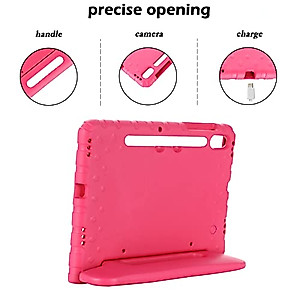 i-original Kids Case for Samsung Galaxy Tab S8/Galaxy Tab S7 11 Inch,SM-X700/X706/T870/T875/T878 Lightweight Convertible Shock Proof Handle Stand Protective Cover (rose)
