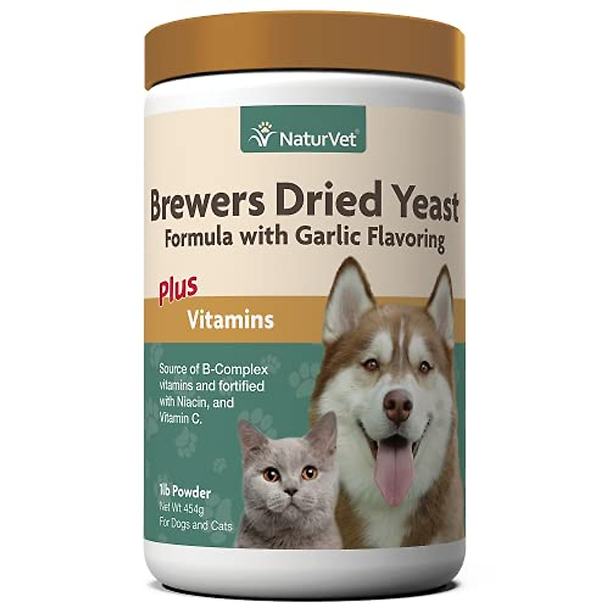 NaturVet Brewers Dried Yeast Formula with Garlic Flavoring Plus Vitamins for Dogs and Cats, Powder, Made in The USA with Globally Source Ingredients 1 Pound