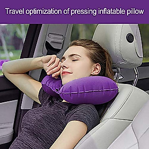 oAutoSjy Inflatable Neck Pillow Car U-Shaped Inflatable Headrest Foldable Travel Air Pillow for Airplanes Portable Head Neck Support Pillow Camping Pillow for Sleeping Headrest Cushion for Office Home