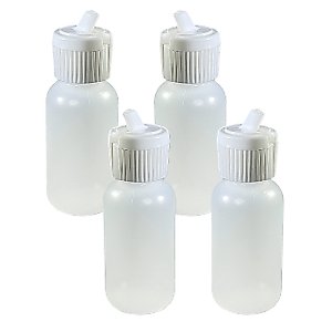 510 Central Boston Round LDPE Plastic Bottle Flip Top Pour Spout Cap 30mL (1oz, 4 Pack) Made in USA
