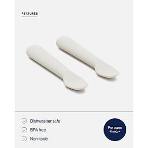 Lalo Little Spoon Set - 2 Piece Baby Spoons Set for Infants & Babies - Made From Food Grade Silicone Dishwasher Safe - Baby Feeding Essentials for Early Stage Mealtime - Oatmeal