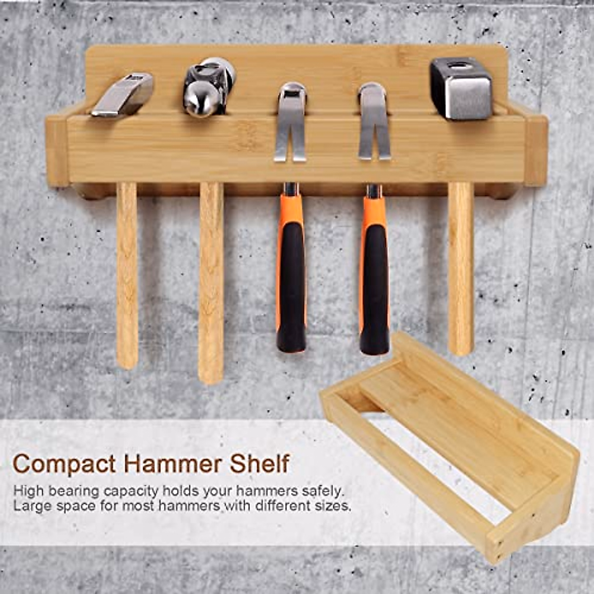 Wokyy Screwdriver Rack Wall Mount, Wood Pliers Holder, Hammer Rack, Wooden Tool Storage Organizer for Garage Workshop - 3 Pack