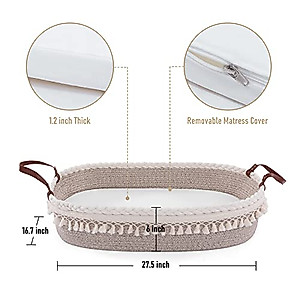 Baby Changing Basket for Babies, Moses Basket Diaper Changing Station Changing Table Topper with Foam Changing Pad 3 Pack Waterproof Cotton Mattress Changing Pad Cover, Boho Nursery Decor