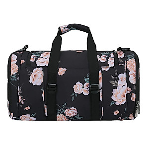 MOSISO Sports Duffel Peony Gym Bag with Shoe Compartment for Men/Women Dance Travel Weekender, Black