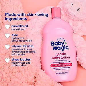 Baby Magic Gentle Baby Lotion | 16.5 Fl Oz (Pack of 6) | Vitamins & Aloe, Pink (705544), Original Baby Scent