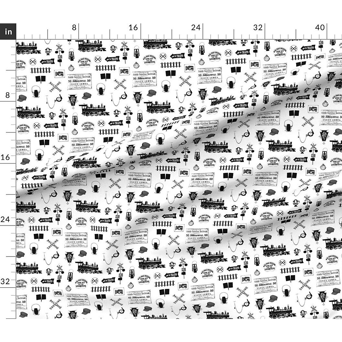 Spoonflower Fabric - Railroad Small Train Trains Black Steam Printed on Petal Signature Cotton Fabric Fat Quarter - Sewing Quilting Apparel Crafts Decor