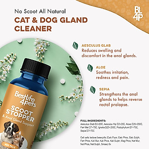 Scoot Stopper and Anal Gland Support for Dogs and Cats - 100% Natural Relief for Dog and Cat Constipation, Rectal Prolapse, Itching, Inflammation, Bum Scooting and Difficult Pooping - 400 Small Pills
