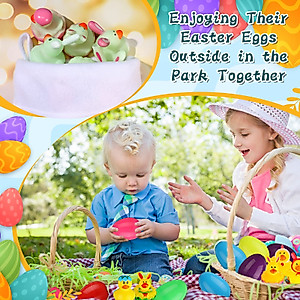 28 Sets Easter Eggs Filled with Rubber Duck, Plastic Egg Prefilled with Assorted Rubber Duck Multicolor Bunny Small Duck for Bathtub Toys, Easter Basket Stuffers and Party Favors, Class Prizes, 56 Pcs