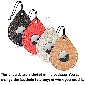 4 Pack Airtag Holder Leather Case Air Tag Cover Keychain GPS Tracker Remote Finder Key Travel Backpack Pet Locator, Black,Red,White,Brown