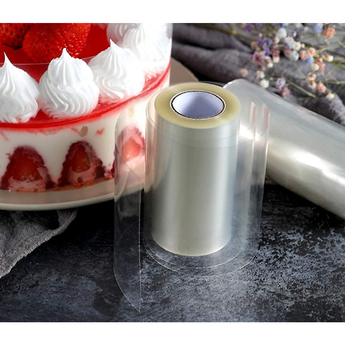 Cake Collar, 2Pack Transparent Mousse Cake Rolls, ACETATE ROLLS,3.15in×3.94in（JYNHOOR） Transparent Mousse Cake Acetate Sheets for Chocolate Mousse Baking,Cake Decorating