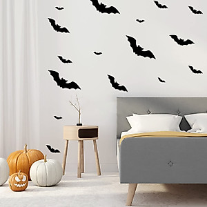 128PCS/4SIZE 3D Bats Sticker, Halloween Party Supplies Reusable Decorative Scary Wall Decal for Home Decor DIY Wall Decal Bathroom Indoor