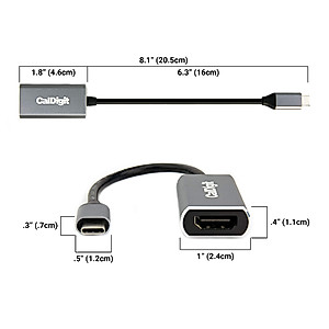 CalDigit USB-C to HDMI 2.0b Adapter - 4K 60Hz, High Refresh Support, HDR, Compatible with Thunderbolt 3/4/5, USB 3.1/USB4 for Apple MacBook Air, 2016+ MacBook Pro, iPhone 16/15 (USB-C to HDMI 2.0b)