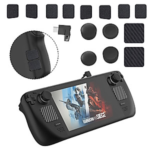 TGDPLUE Back Button Enhancement Set for Steam Deck/Steam Deck OLED/Legion Go 8.8,Kit with Touchpad Protect Skin,90 Degree Right Angle USB-C Male to USB-C Female Adapter,Thumb Grip Caps for Valve Deck