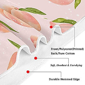 Naanle Sweet Pink Peach with Leaves Soft Absorbent Large Home Hand Towel, 16" x 30" Guest Towel Decor for Kitchen, Bathroom, Hotel, Gym and Spa