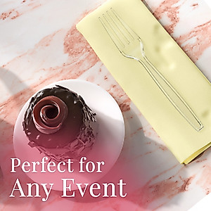 Prestee 300 Plastic Forks Heavy-Duty, Heavyweight Plastic Silverware Forks, Fancy Plastic Cutlery, Elegant Disposable Forks Pack, Bulk Disposable Flatware, Silver Forks for Christmas Holiday (clear)