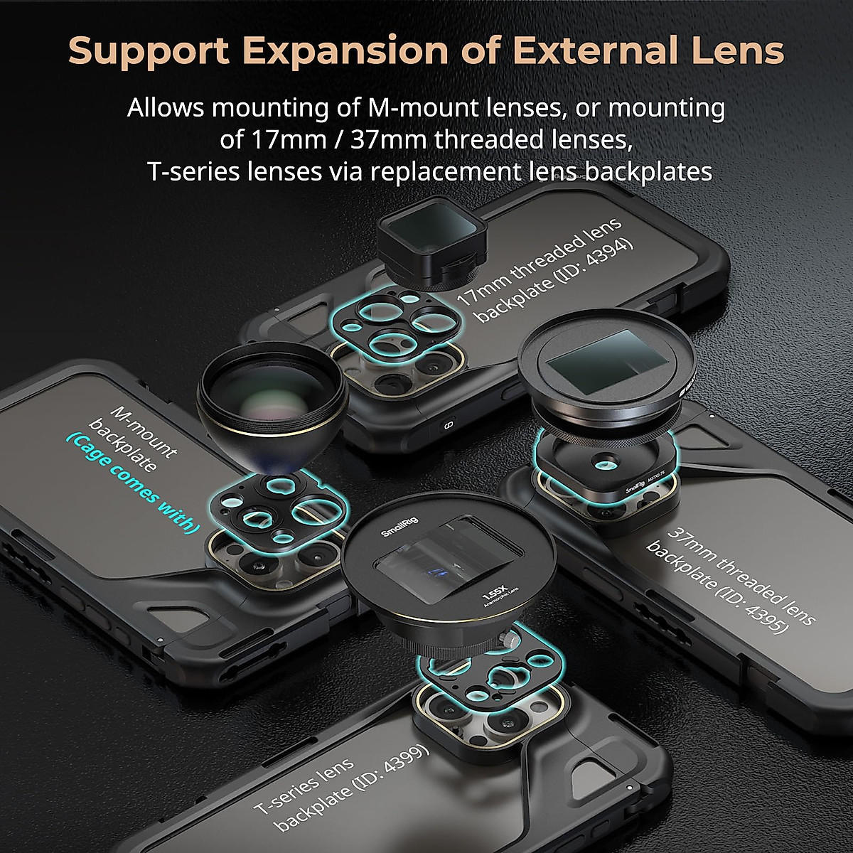 SmallRig for iPhone 15 Pro Max Phone Cage with 67mm Filter Adapter, Upgraded Quick Release Design Phone Video Rig Cage for Videography/Video Recording/YouTube/Live Streaming/Vlog - 4391B