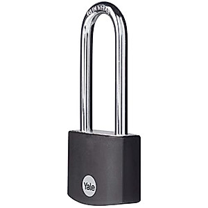 Yale 2.2 Inch Long Shackle Covered Aluminum Lock with 3 keyed Alike Keys for School Gym Locker, Fence, Gate, Toolbox, Case, Hasp Storage (Black)