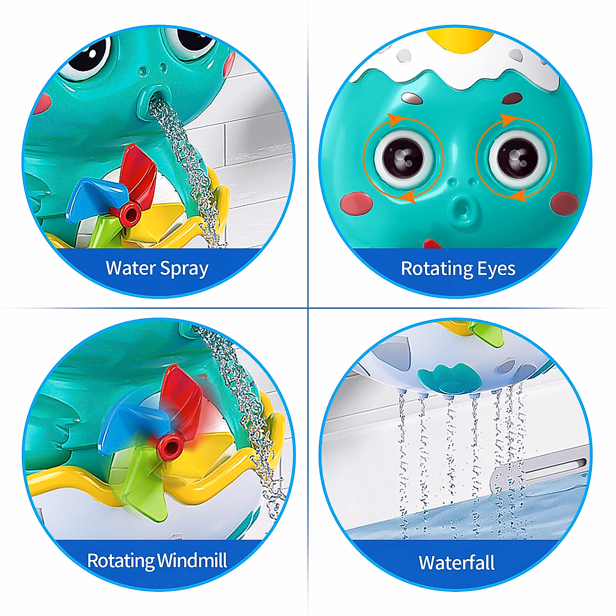 Pupu Pig Baby Bath Toys | Dinosaur Bathtub Toy & DIY Wall Track Building Sets | Tub Toys Water Activity Sensory Bath Toys for Toddlers Babies Preschool Shower Gifts - 23 PCS