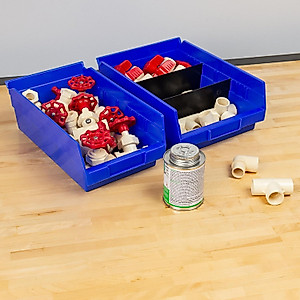 Akro-Mils 30150 Plastic Shelf Bins, Heavy Duty Storage Bins for Garage, Closet, and Drawer Organization, 12-Inch x 6-1/2-Inch x 4-Inch, Blue, 12-Pack