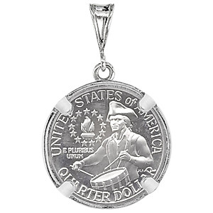 Sterling Silver Quarter Dollar Bezel 24 mm Coins Prong Back Round Edge 25 Cent Coin NOT Included