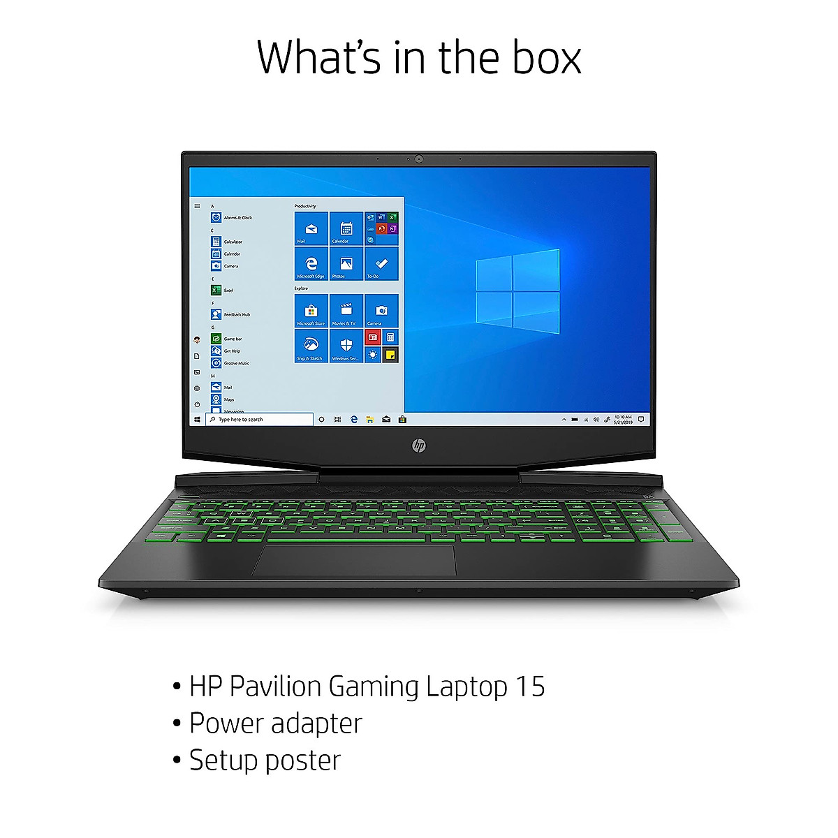 2021 Newest HP Pavilion Gaming 16-Inch Micro-EDGE Laptop, Intel Core i5-10300H Processor, NVIDIA GeForce GTX 1650 (4GB), 16 GB SDRAM, 512 GB SSD, Windows 10 Home (Shadow Black/Acid Green), w/Z&O Fiber